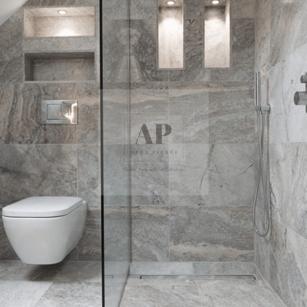 Travertin opus 4 formats 1er choix Clair salle de bain | Apex Pierre